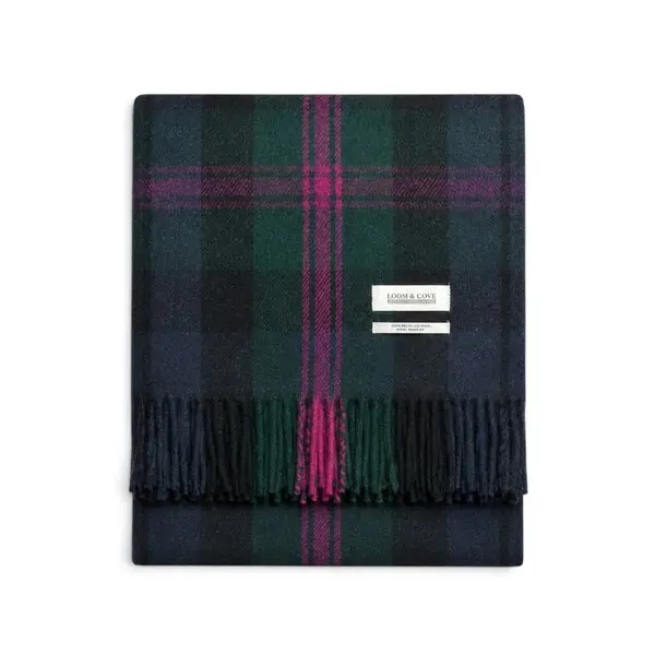 LOOM & COVE Baird 100% Recycled Wool Tartan Blanket - Blue