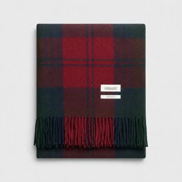 LOOM & COVE Lindsay 100% Recycled Wool Tartan Blanket - Red