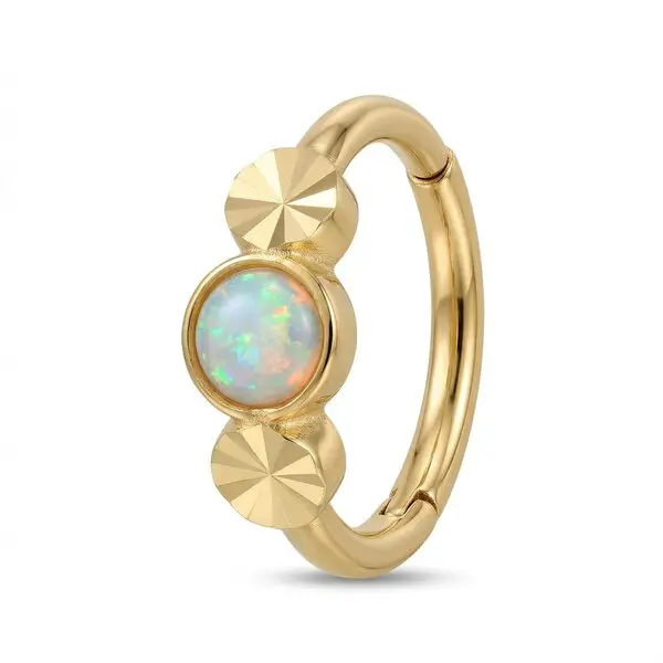 Zahav Jewelry 10k Solid 18g 3mm Opal Clicker Hoop