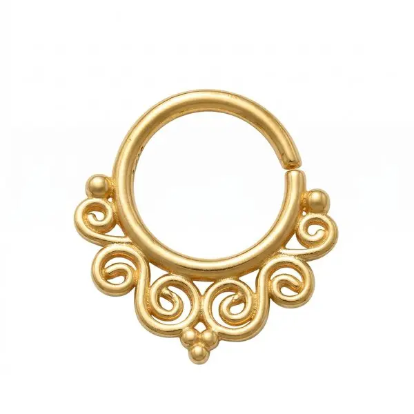 Zahav Jewelry 10k Solid 18g Septum Ring Filigree Nose Hoop - Gold