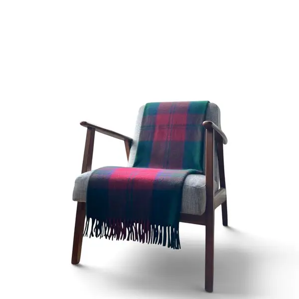 LOOM & COVE Lindsay 100% Recycled Wool Tartan Knee Blanket - Purple
