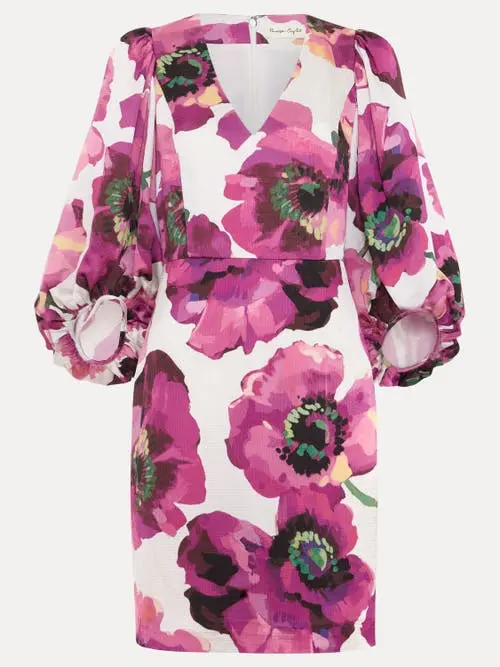 PHASE EIGHT Fiona Puff Sleeve V-neck Dress