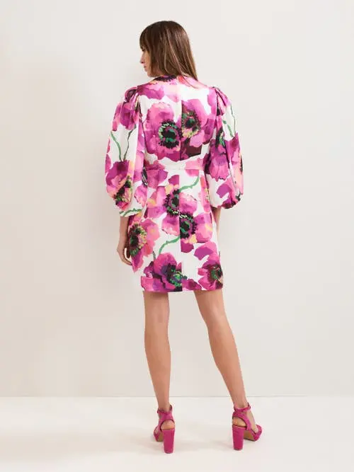 PHASE EIGHT Fiona Puff Sleeve V-neck Dress