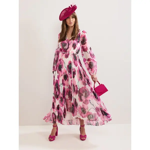 PHASE EIGHT Natalia Floral Pleated Maxi Dress