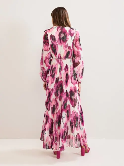 PHASE EIGHT Natalia Floral Pleated Maxi Dress