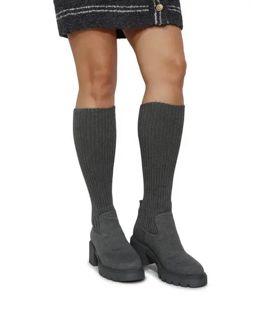 BELLE & BLOOM Tokyo Lights Rib Sock Boot - Grey