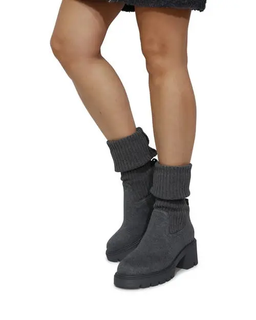 BELLE & BLOOM Tokyo Lights Rib Sock Boot - Grey