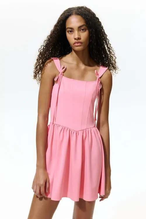 H&M Flared-skirt Tie-detail Dress