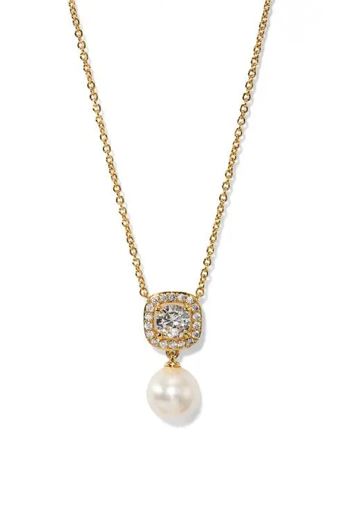 Nadri Undersea Cushion Halo Pearl Pendant Necklace - Gold