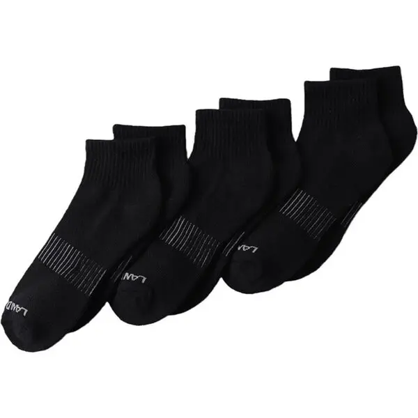 LANDS' END 3-pack Sport Quarter Socks - Black