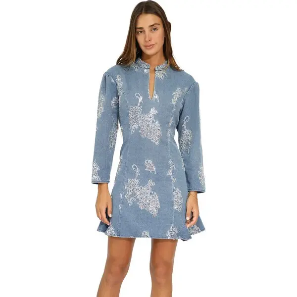 BELLE & BLOOM Heart You Denim Beaded Mini Dress