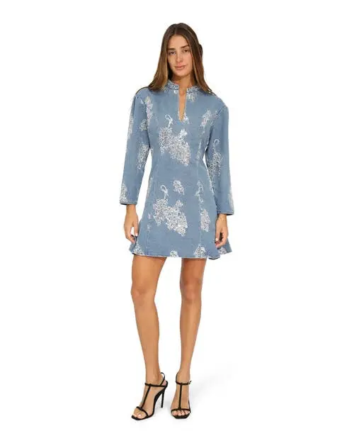 BELLE & BLOOM Heart You Denim Beaded Mini Dress