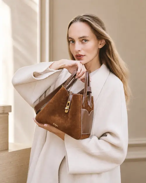 MI BOLSA LONDON Genuine Suede Leather Shoulder Bag