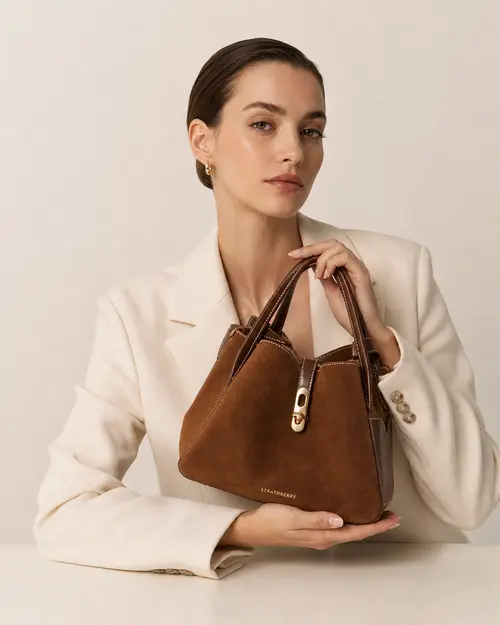 MI BOLSA LONDON Genuine Suede Leather Shoulder Bag