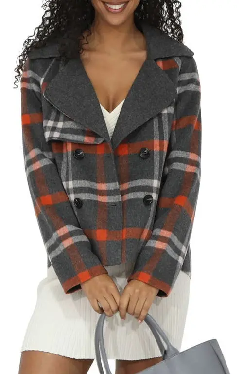 BELLE & BLOOM I'm Yours Plaid Wool Blend Peacoat