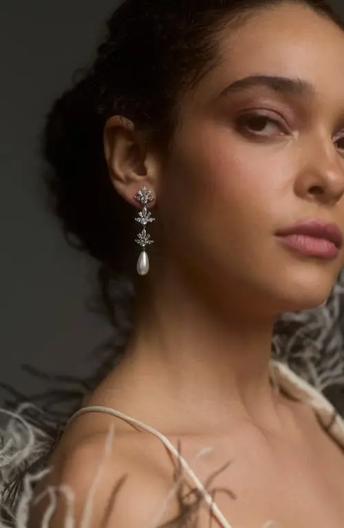 Nadri Imitation Pearl Triple Drop Earrings