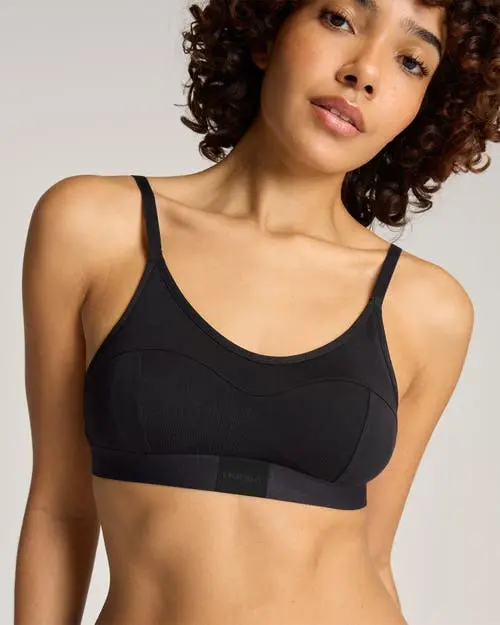 NUDEA Cotton Modal Contour Scoop Bralette - Black