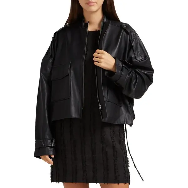 BELLE & BLOOM Reload Draped Faux Leather Jacket