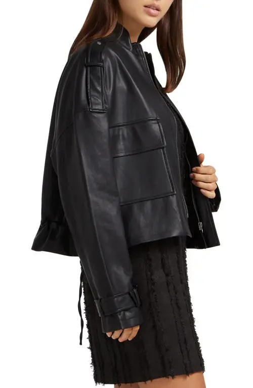 BELLE & BLOOM Reload Draped Faux Leather Jacket