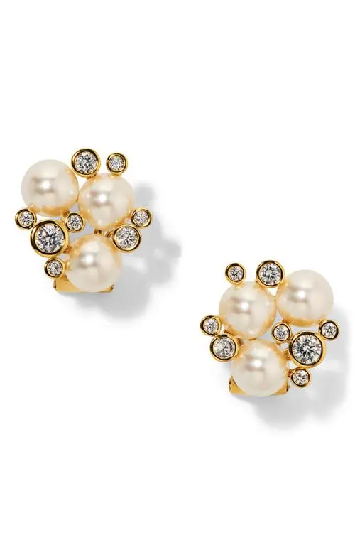 Nadri Cluster Imitation Pearl Stud Earrings