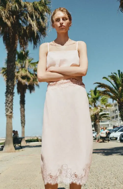 H&M Lace-trimmed Ramie Skirt