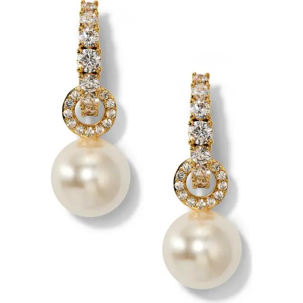 Nadri Imitation Pearl Door Knocker Drop Earrings
