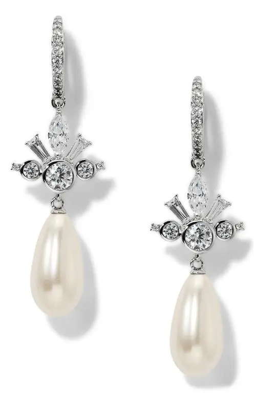 Nadri Imitation Pearl Teardrop Lever-back Earrings