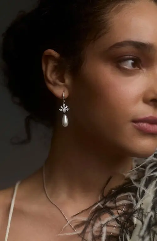 Nadri Imitation Pearl Teardrop Lever-back Earrings