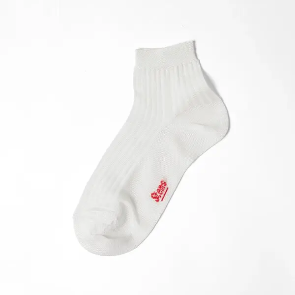 STEMS Silky Ribbed Quarter Socks - White
