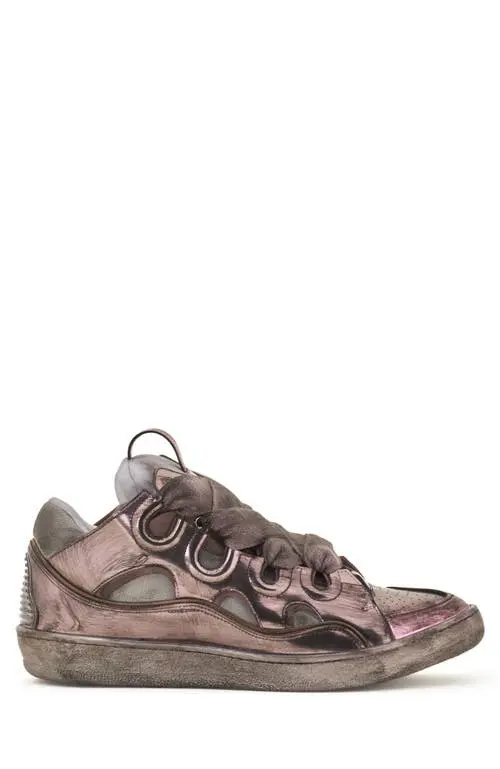 LANVIN Curb Sneakers In Metallic Technical Fabric