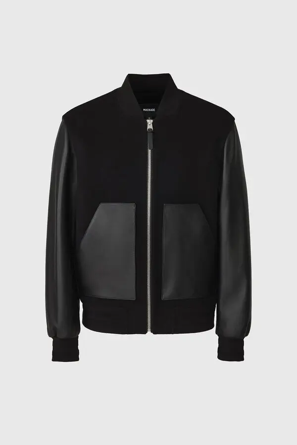 Mackage Tripp Wool Bomber Jacket - Black