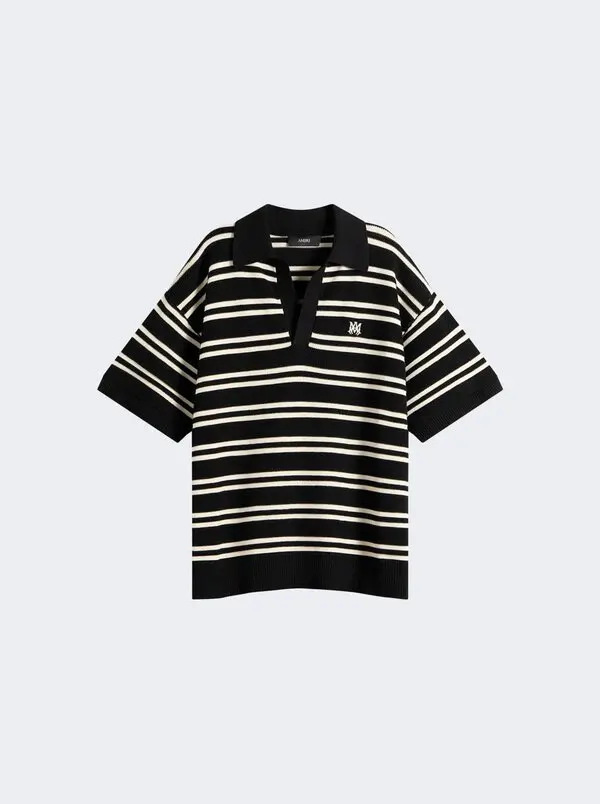 Amiri Stripe Knit Short Sleeve Polo