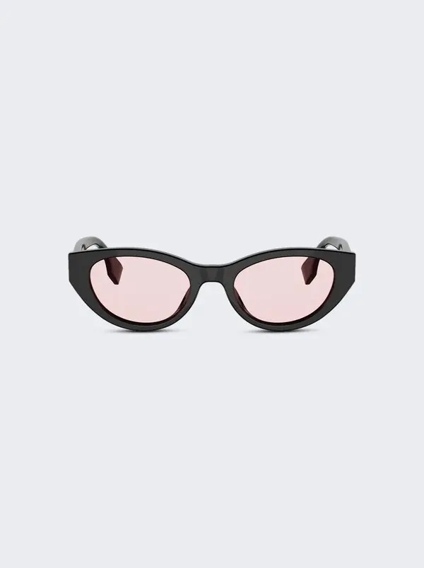 Fendi Lettering Sunglases Shiny And Violet Lenses - Black