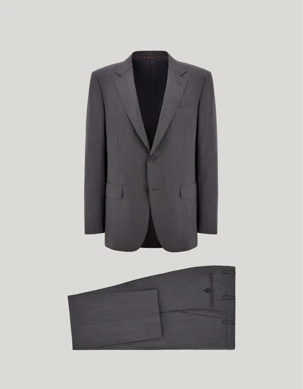 Canali Gray 160's Wool Herringbone Single-breasted Regular-fit Suit