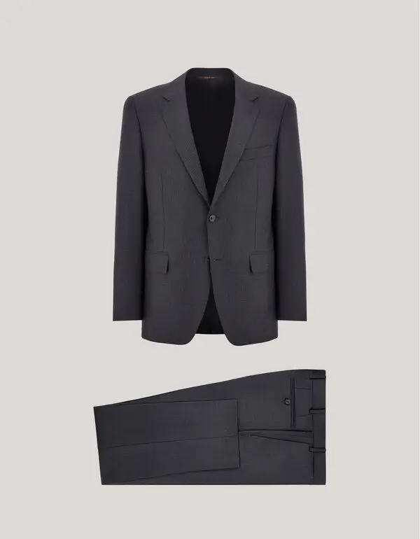 Canali Anthracite 160's Wool Birdseye Motif Regular-fit Suit