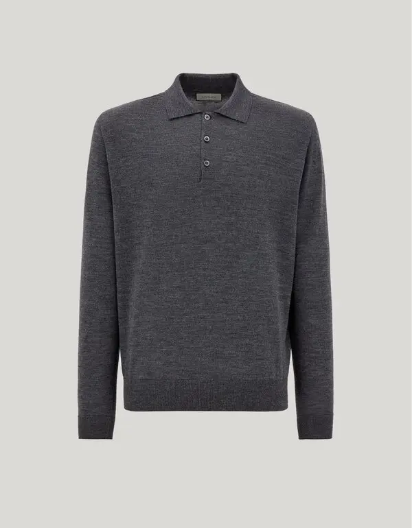 Canali Nuvola Anthracite Seamless Merino Wool Polo Shirt