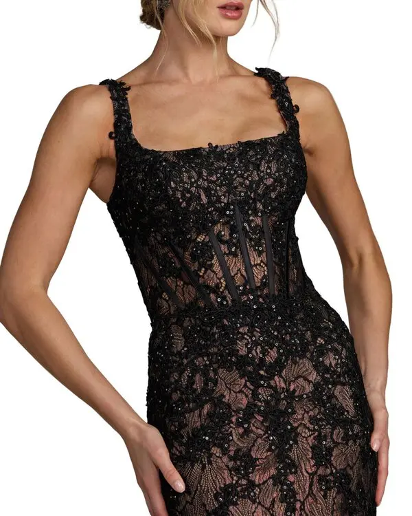 Mac Duggal Petite Sleeveless Embellished Lace Mermaid Gown