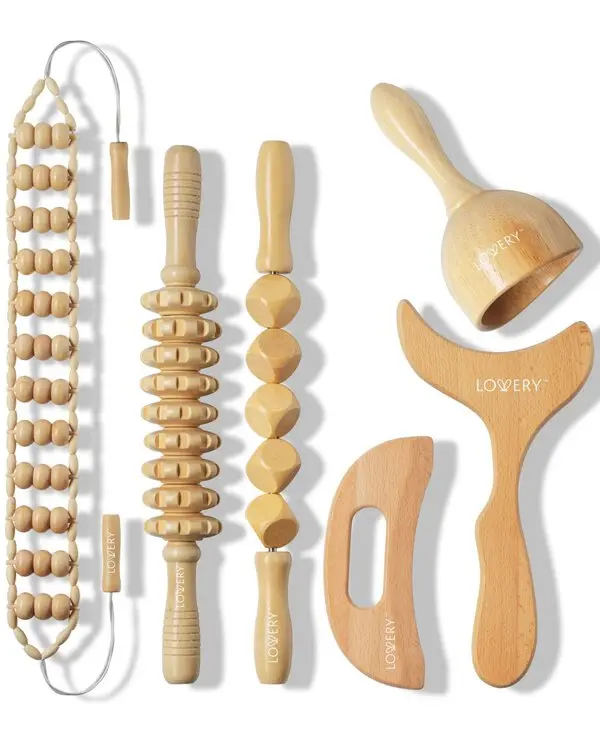 LOVERY 6 Piece Wooden Body Care Massage Tool Kit