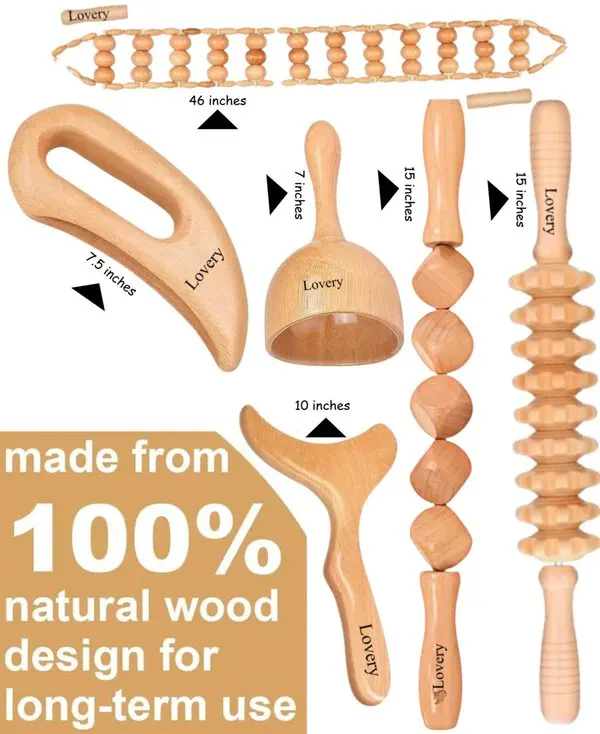 LOVERY 6 Piece Wooden Body Care Massage Tool Kit
