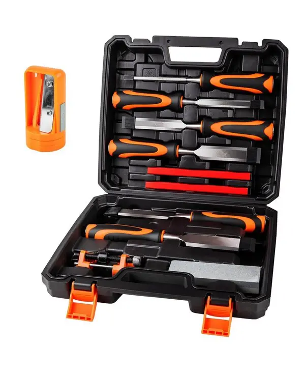 XDOVET Wood Chisel Set Honing Guide Sharpening Stone Pencils Kit - Orange
