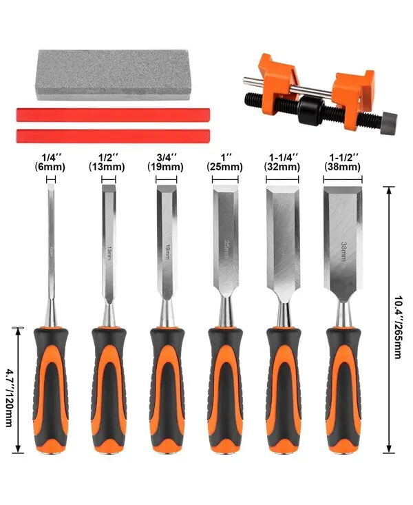 XDOVET Wood Chisel Set Honing Guide Sharpening Stone Pencils Kit