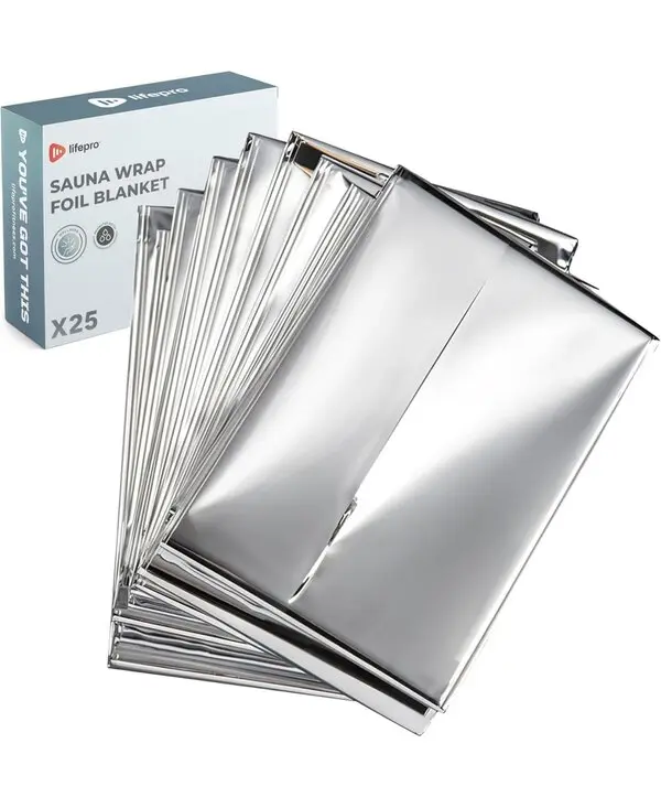 LIFEPRO Thermal Heat Retention Disposable Sauna Wrap Foil Blanket - Beige Overflow