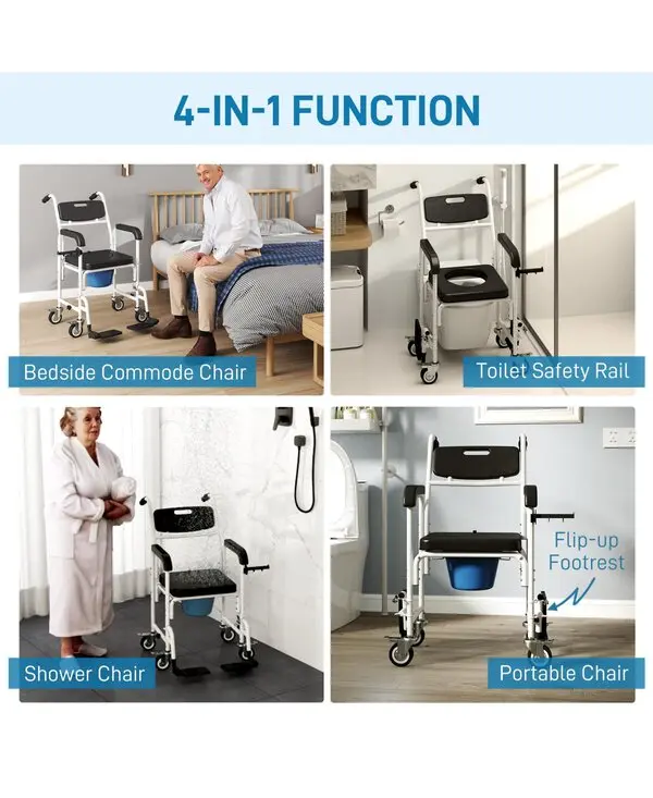 HOMCOM Shower Chair With Wheels