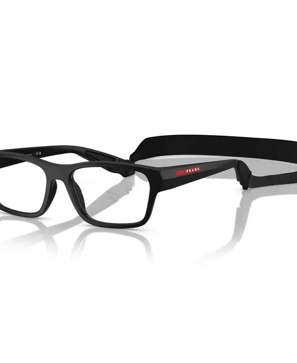 Prada Full Rim Rectangle Eyeglasses With Logo Detail - Matte Iron Gray