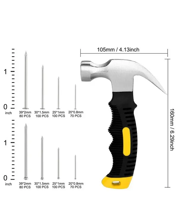 XDOVET Nail Hammer Kit Wall Hanging Frame Roofing Finishing