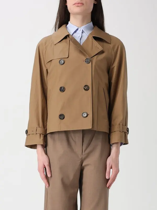 Max Mara Tesoro Double Breasted Cotton Blend Trench Coat - Brown