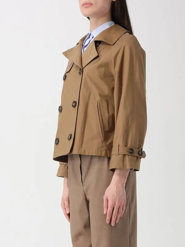Max Mara Tesoro Double Breasted Cotton Blend Trench Coat