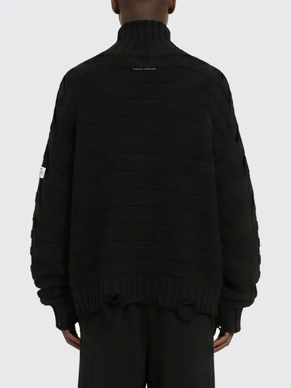 MAISON MARGIELA Relaxed Fit Distressed Turtleneck Jumper In Virgin Wool Blend
