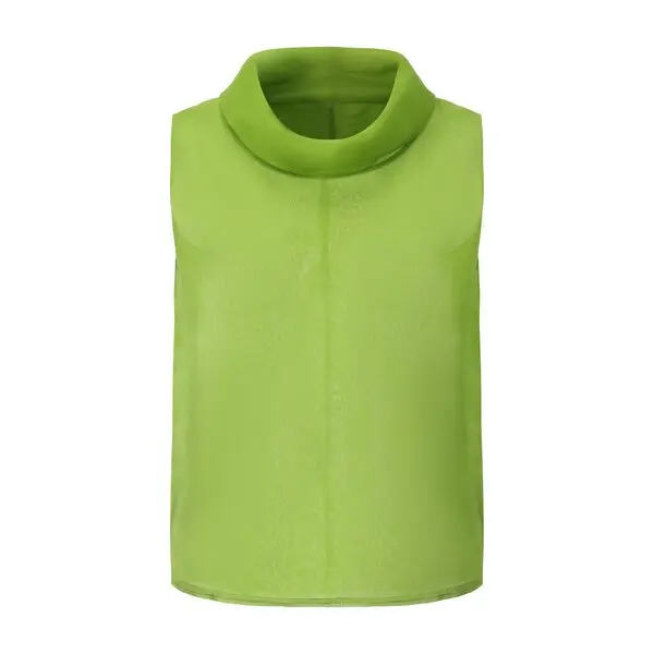 FRONT ROW SHOP Silk Organza Sleeveless High Neck Top