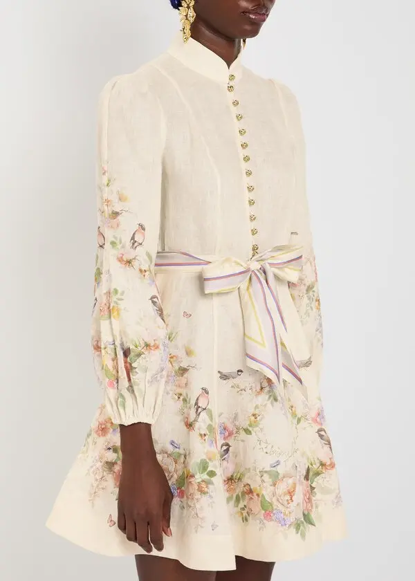 Zimmermann Valiant Printed Linen Mini Dress